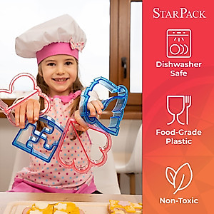 StarPack Sandwich Cutters for Kids - Includes 4 Sandwich Cutters - Each Bread Cutter & Sandwich Cutter for Kids Varies in Cute Color & Shape - Easy Crust Cutter Sandwich Fun for Bento Lunch Box