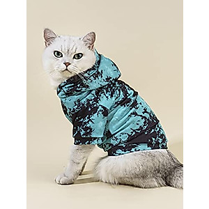 QWINEE Tie Dye Dog Hoodie Dog Sweatshirt Cat Shirt Apparel Dog Clothes for Puppy Kitten Cat Small Dogs Green XX-Small