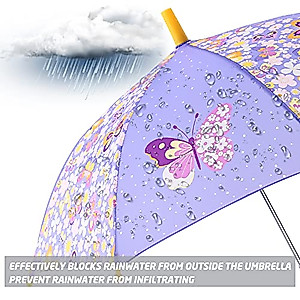 Daaupus Purple Butterfly Pattern Children's Backpack Children's Umbrella Set