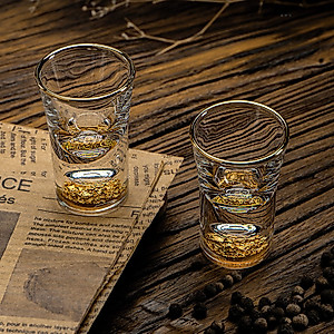 BPFY 6 Pack 10ml (0.33 oz) Shot Glasses, Crystal Shot Glass Set Decorated with 24K Gold Flakes, Glass Shot Cups for Whiskey, Tequila, Vodka, Mini Shot Glass Perfect for Party, Bar, Club