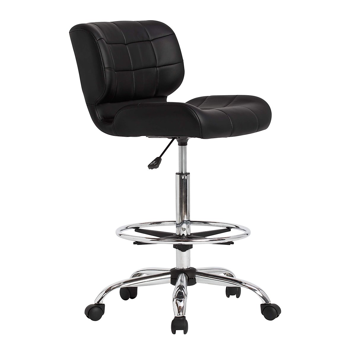 Studio Designs Black Crest Drafting Work Chair with Foot Rest - Adjustable Height - Contoured for Desk or Drafting Table