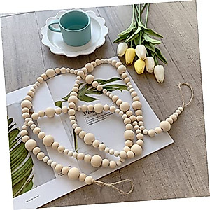 SEWACC 4 Pcs Children's Room Pendant Kids Household Decor Farmhouse Beads Nativity Decor Wall Vase Door Wood Crafts for Kids Creative Wood Beads Pendant Christmas Tree Tray Natural Twine