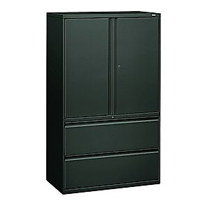 HON 895LSS 800 Series 42-Inch Storage Cabinet with 2-Drawer Lateral File, Charcoal