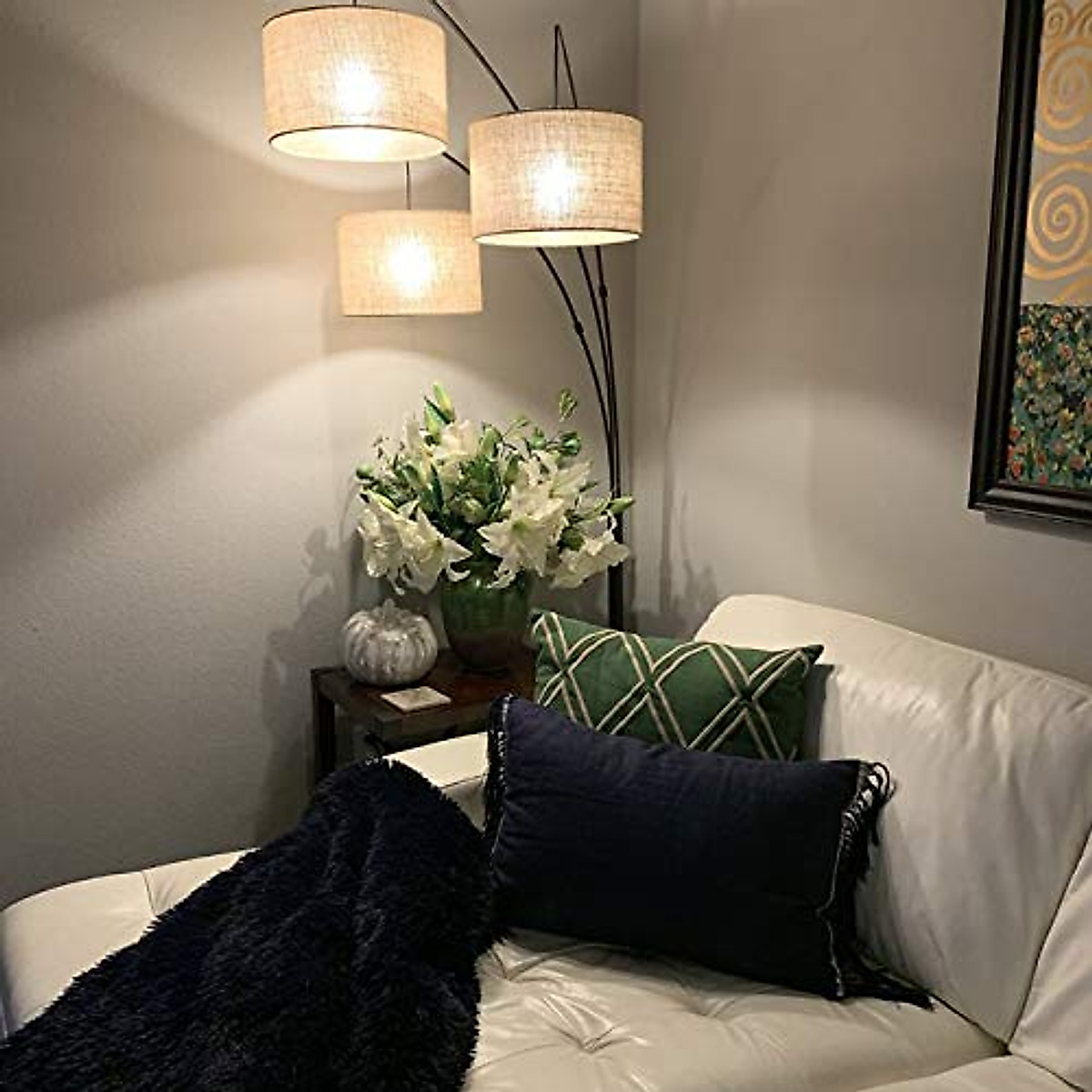 LHLYCLX Arc Lamps for Living Room, Multi Head Tree Floor Lamp for Bedroom, 3 Lights Standing Lamps Hanging Over The Couch (Black)