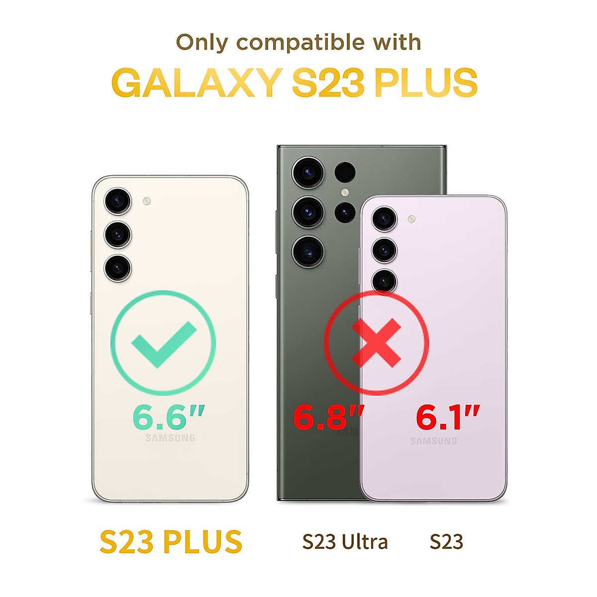 GVIEWIN Bundle - Compatible with Samsung Galaxy S23 Plus Case (Cherry Blossoms/Purple) + Magnetic Phone Ring Holder (Glitter/Silver)