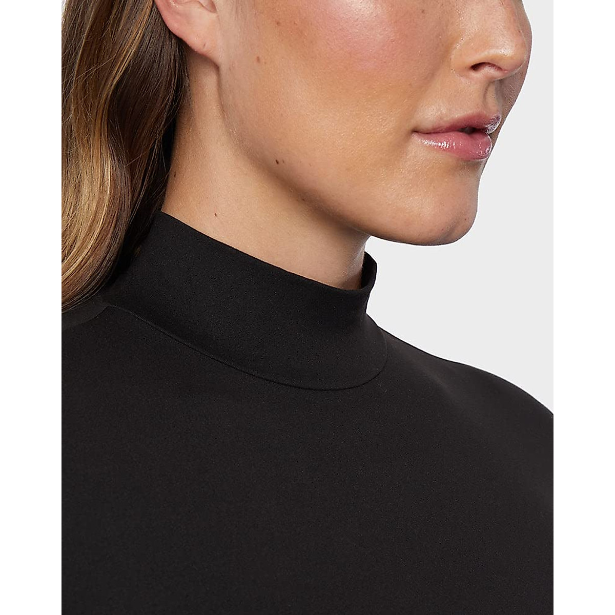 32 Degrees Women's Lightweight Baselayer Mock Top | Long Sleeve | Form Fitting | 4-Way Stretch | Thermal, Black, Large