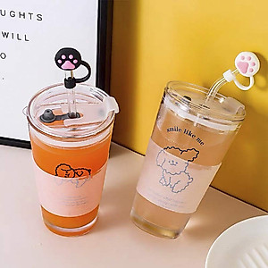 Lemonadeus Silicone 2PCS Straw Tips Cover Reusable Drinking Straw Tips Lids/Plugs Anti-dust, Airtight Seal Splash Proof - for 6-8mm Straws (dogs cats claws)