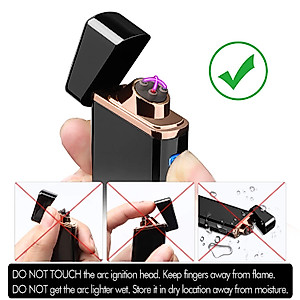 Lighter, Electric Arc Lighter USB Rechargeable Lighter Windproof Flameless Lighter Plasma Lighter with Battery Indicator (Upgraded) for Fire, Cigarette, Candle - Outdoors Indoors (S1700)