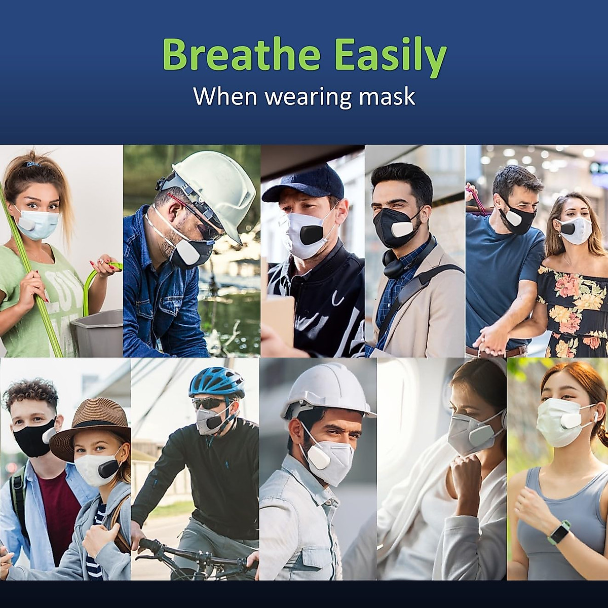 JKKL PuriCurrent, Black & White 4-Speed Bundle set. Breath easy. Clip on Mask and Get More Ventilating & Filtered Fresh Air. No Extra Accessories Required. Save money.