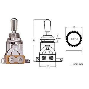 JD.Moon Electric Guitar 3 Way Toggle Switch Pickup Selector Switch with Brass Tip Knob (Chrome)