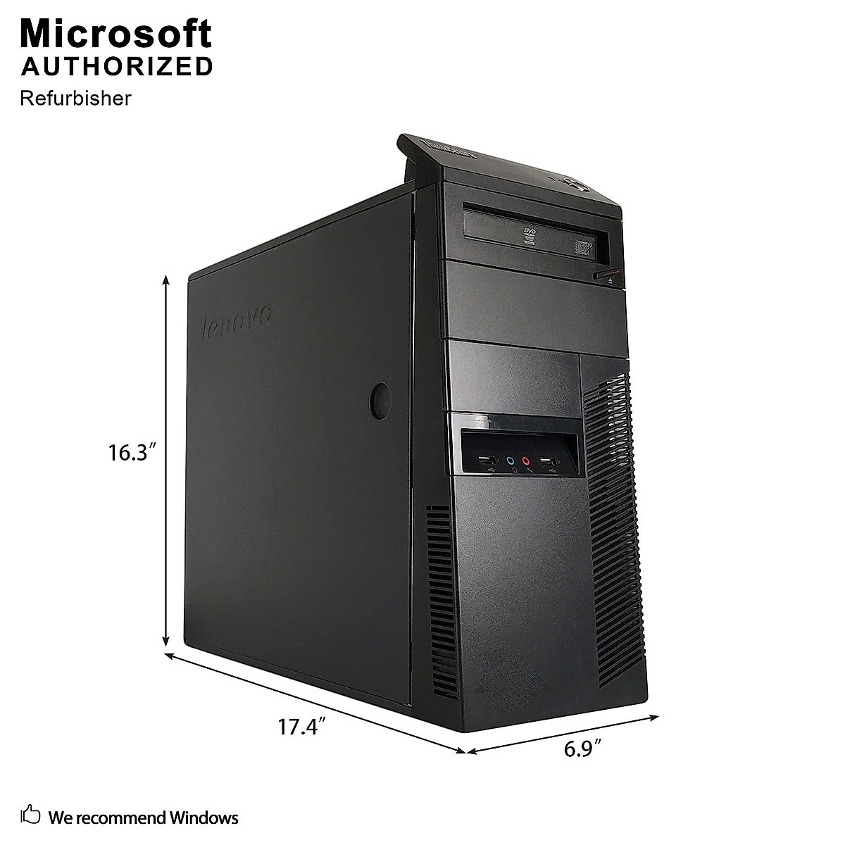 Lenovo ThinkCentre Business Computer, Intel Core i5, 16G DDR3, 512G SSD, 2T, VGA, DP, WiFi, BT 4.0, DVD, Win 10 64 Bit-Multi-Language(CI5)(Renewed)