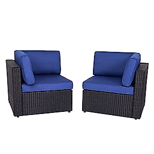 Kinsunny Wicker Loveseats Patio Sectional Corner Sofa Rattan Outdoor Thick Sofa Set