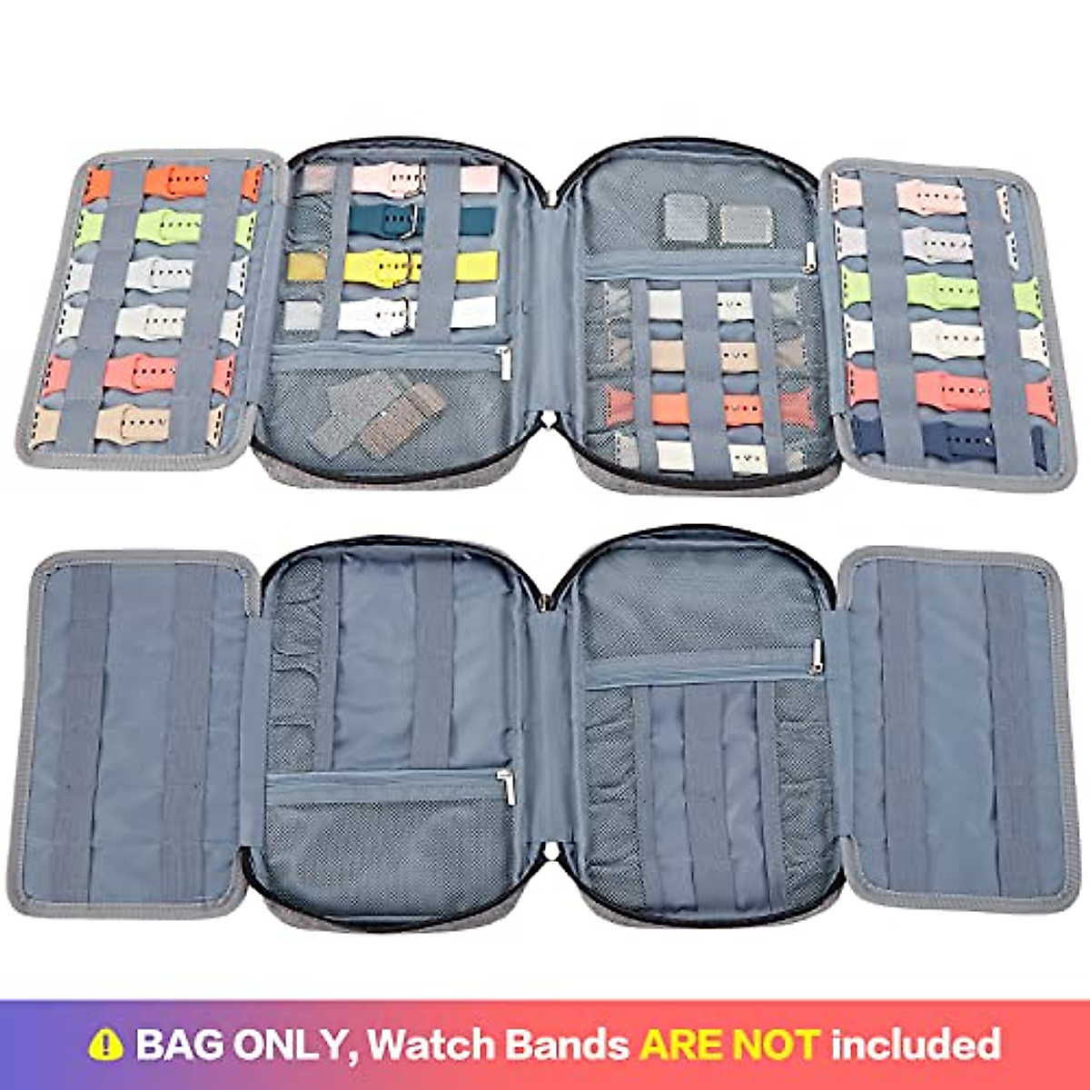 BGTREND Watch Band Storage Case for 32 Watch Straps, Watch Band Holder and Organizer Compatible with Apple Watch Bands and Other Accessories, Gray