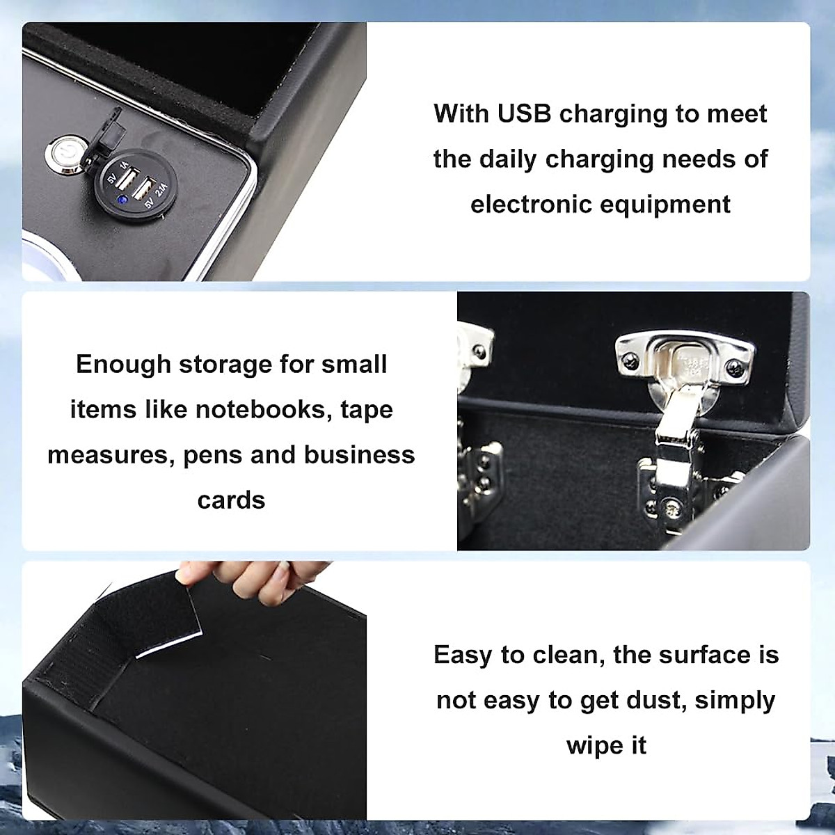 Sporacingrts Black Universal Enhanced Truck Seat Organizer with LED Light, USB Port, Cup Holders, and More - Car & Van & Truck Floor Cab Back Bench Seat Armrest Middle Storage Box-Contractor Console