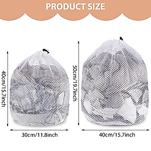 Abeillo 2 Pcs Mesh Sock Bag for Washing Machine, Washable Drawstring Design Travel Laundry Bags, Garment Washing Bags for Laundry Storage for Home Dorm Hotel Travel（11.8×15.7inch,15.7×19.7inch）