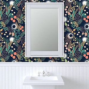 Peel & Stick Wallpaper Swatch - Fireflies Stars Night Bugs Moon Insects Custom Removable Wallpaper by Spoonflower