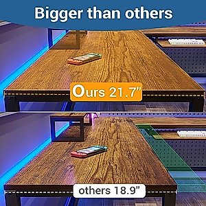 SEDETA 69" L Shaped Gaming Desk, Convertible L Office Desk to Long Computer Desk, Gaming Desk with LED Lights, Corner Desk with File Drawers & Keyboard Tray for Home Office, Rustic Brown