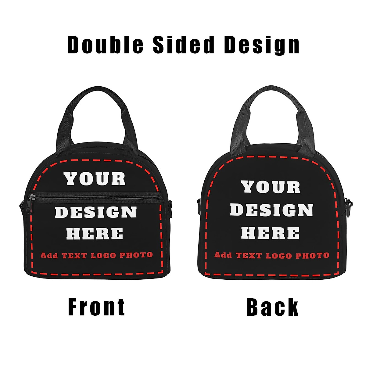 Midkepf Personalized Lunch Bag for Women Men, Custom Lunch Box with Photo Text, Customized Insulated Lunch Tote Bags for Office Picnic Travel - Double Sided Design