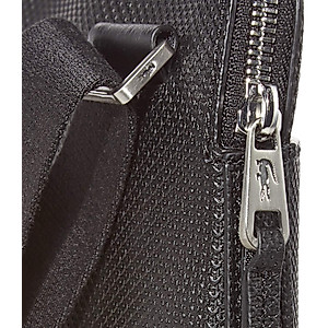 Lacoste Mens Chantaco Matte Piqu Leather Flat Zip Bag, Black, One Size