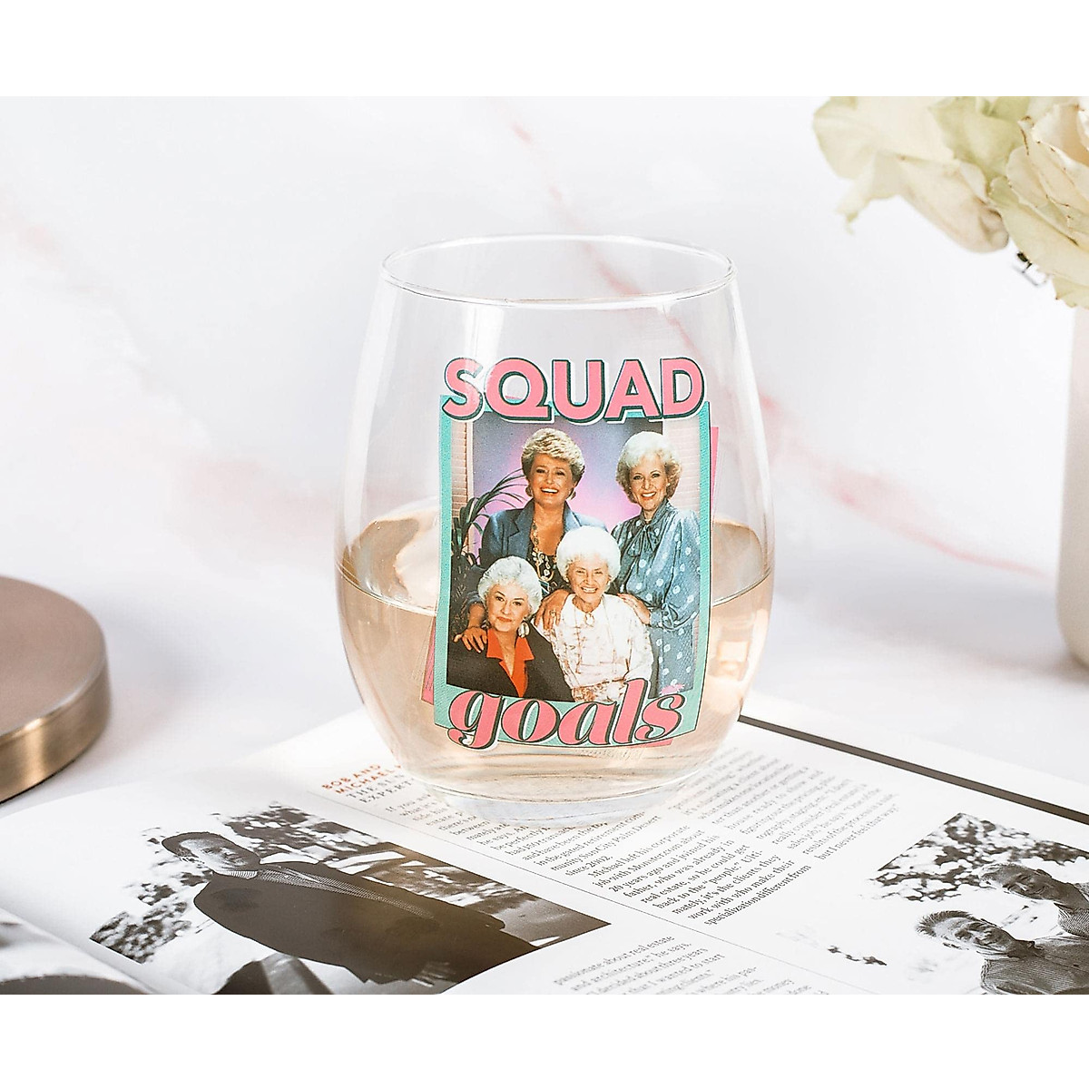 Silver Buffalo The Golden Girls Squad Goals Stemless Glass | Holds 20 Ounces