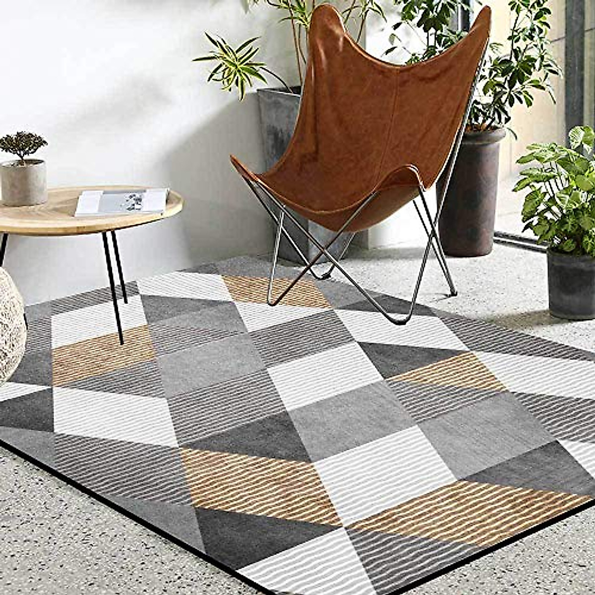 Rugs Living Room, Carpet Home Large Area Rug Simple Geometric Diamond Stitching Pattern Carpet Suitable for Bedroom, Bedroom, Corridor, Sofa 80x120CM (2ft7 x3ft11)