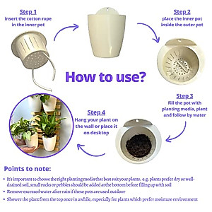 LaLaGreen Wall Planters for Indoor Plants - 10 Pack, 5 Inch Self Watering Plastic Wall Pot, White Wall Mounted Eco Wall Planter System Living Hanging Wall Planter Trendy Live Wall Garden for Herb