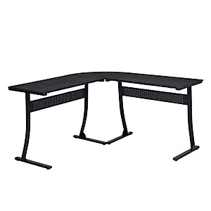 L-Shaped Computer Gaming Desk, 54.3'' Corner Writing Table Workstation Multipurpose Space-saving Study Laptop Table with Wide Desktop & Sturdy Metal Legs for Home Office Bedroom, Easy Assembly, Black