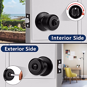 GRAUERHUND 10 Pack Matte Black Door Knobs Privacy Interior Lock Passage Bedroom Bathroom Keyless Doorknob Door Handle Lockset Hardware and Instruction Included