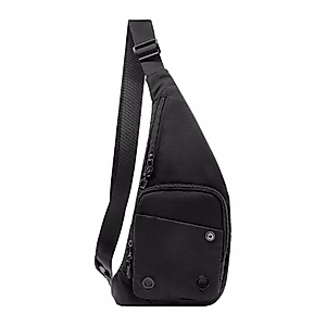 Long Keeper Sling Slim Bag - Casual Women Men Crossbody Daypack Lightweight Hiking Running Travel Waterproof Chest Bag (Black)