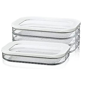 Dewedrt 1.6L with 3 Tier Meat Pieces Storage Box Airtight Lid Dishwasher Safe 3Layer Crisper