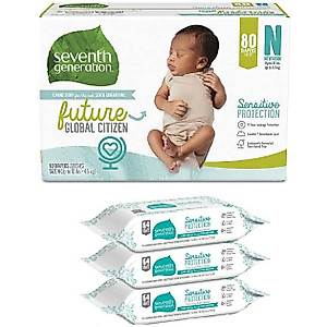 Seventh Generation Baby Diapers Chlorine Free Diaper Newborn Diapers Sensitive Protection Newborn 80 Count