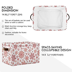 senya Christmas Basket, Large Foldable Storage Basket with Handles Christmas Snowflakes Fabric Collapsible Storage Bins Organizer Bag