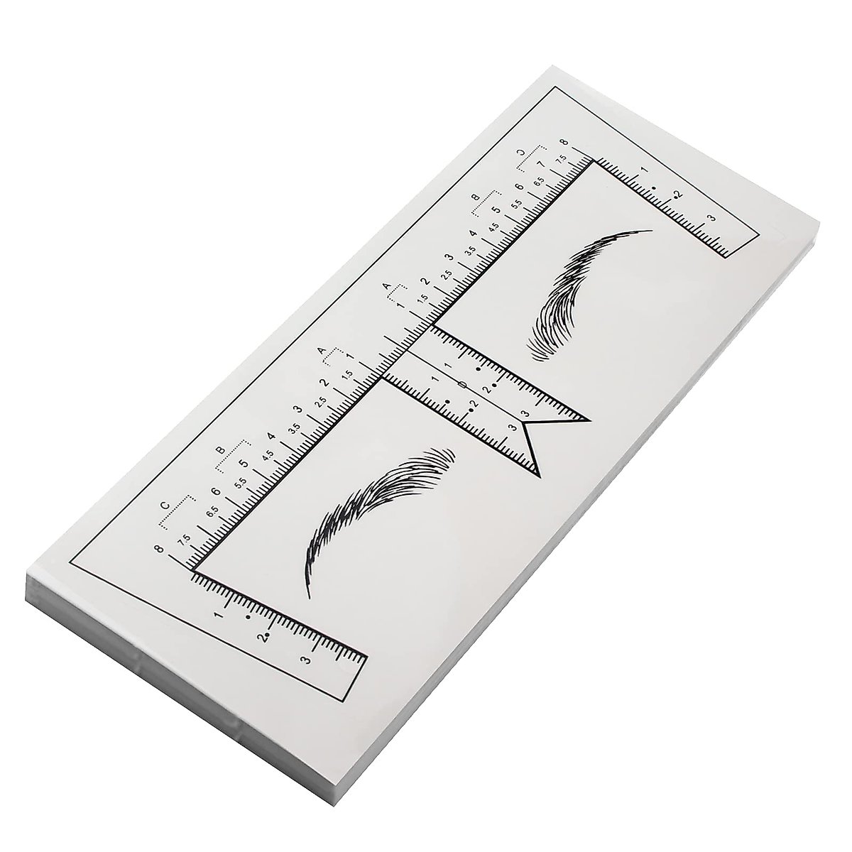 50pcs Disposable Eyebrow Ruler Stencils with Eyebrow Shape for Microblading Permanent makeup Tattoo Eyebrow design Eyebrow Mapping Ruler (Model B-50pcs)