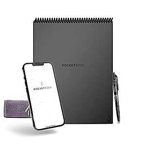 Rocketbook Flip - with 1 Pilot Frixion Pen & 1 Microfiber Cloth Included - Gray Cover, Letter Size (8.5" x 11")