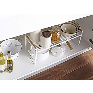 YAMAZAKI home Wired Organizer Rack-Kitchen Storage Shelves, One Size, White - 3803