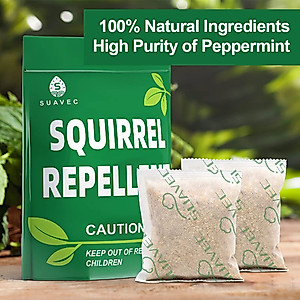 SUAVEC Squirrel Repellent, Chipmunk Repellents, Squirrel Deterrent for Garden, Keep Squirrel Away for Attic, Indoor Mint Squirrel Repellents for Plant, Repellent Squirrel for Bird Feeders-8 Pouches