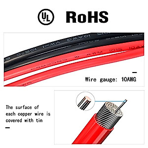 ELFCULB SAE Connector Cable,10AWG 1FT 2 Pin SAE Quick Connector Disconnect Plug for Solar Panel Car Motorcycle(2 Pack)