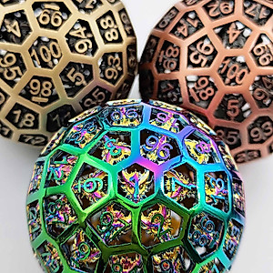 D100 Metal Dice DND Dungeons and Dragons Polyhedral 100 Sided RPG Large Giant D&D Board Game Pathfinder Shadowrun Roleplaying Dice (Colorful)