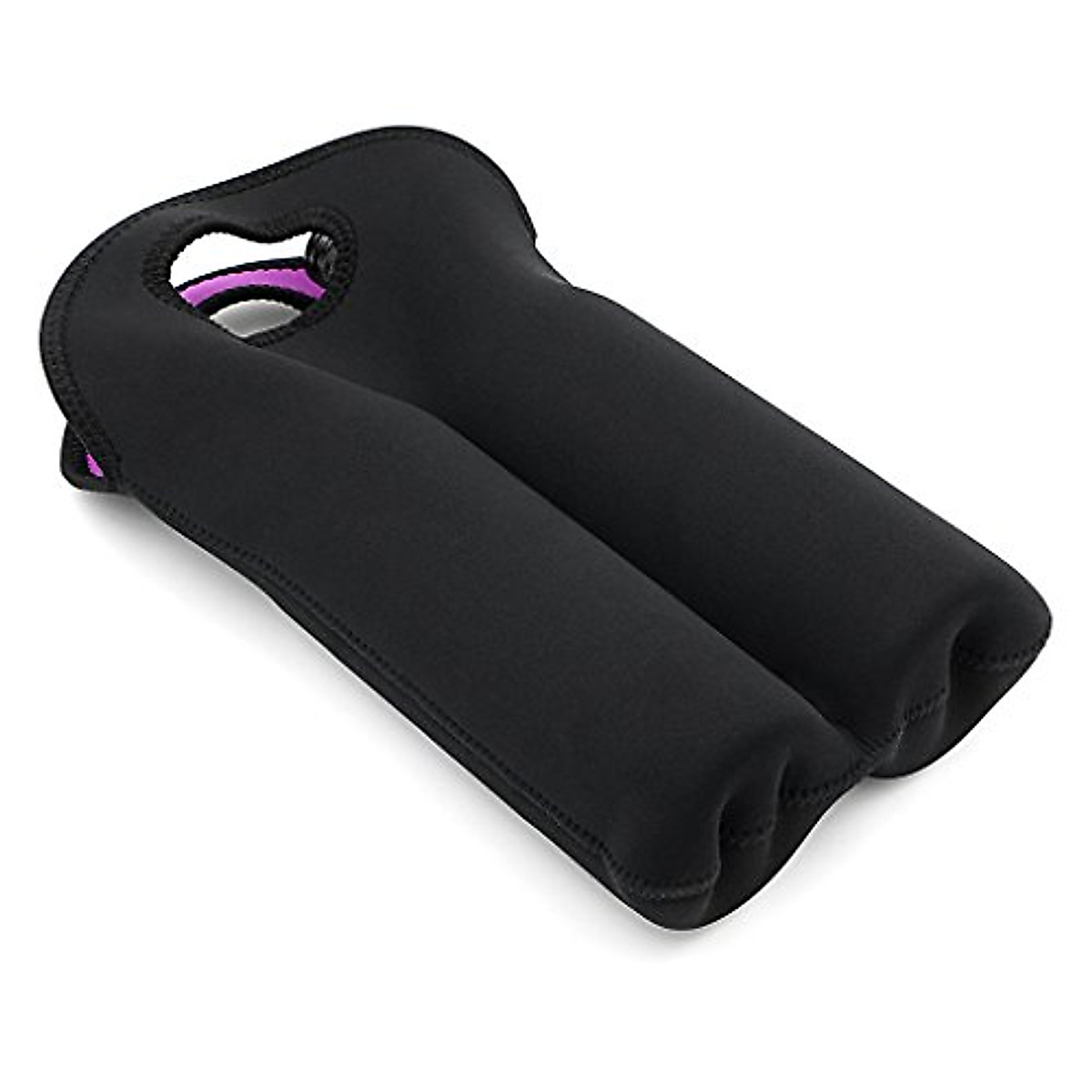 Hipiwe Wine Carrier Tote Bag Two Bottle Insulated Neoprene Wine/Water Bottle Holder for Travel with Secure Carry Handle (Blake+ Purple)