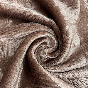 Anne Desert Taupe Embossed Floral Polyester Stretch Velvet Fabric for Bows, Headwraps, Top Knot, Scrunchies, Clothes, Costumes, Crafts