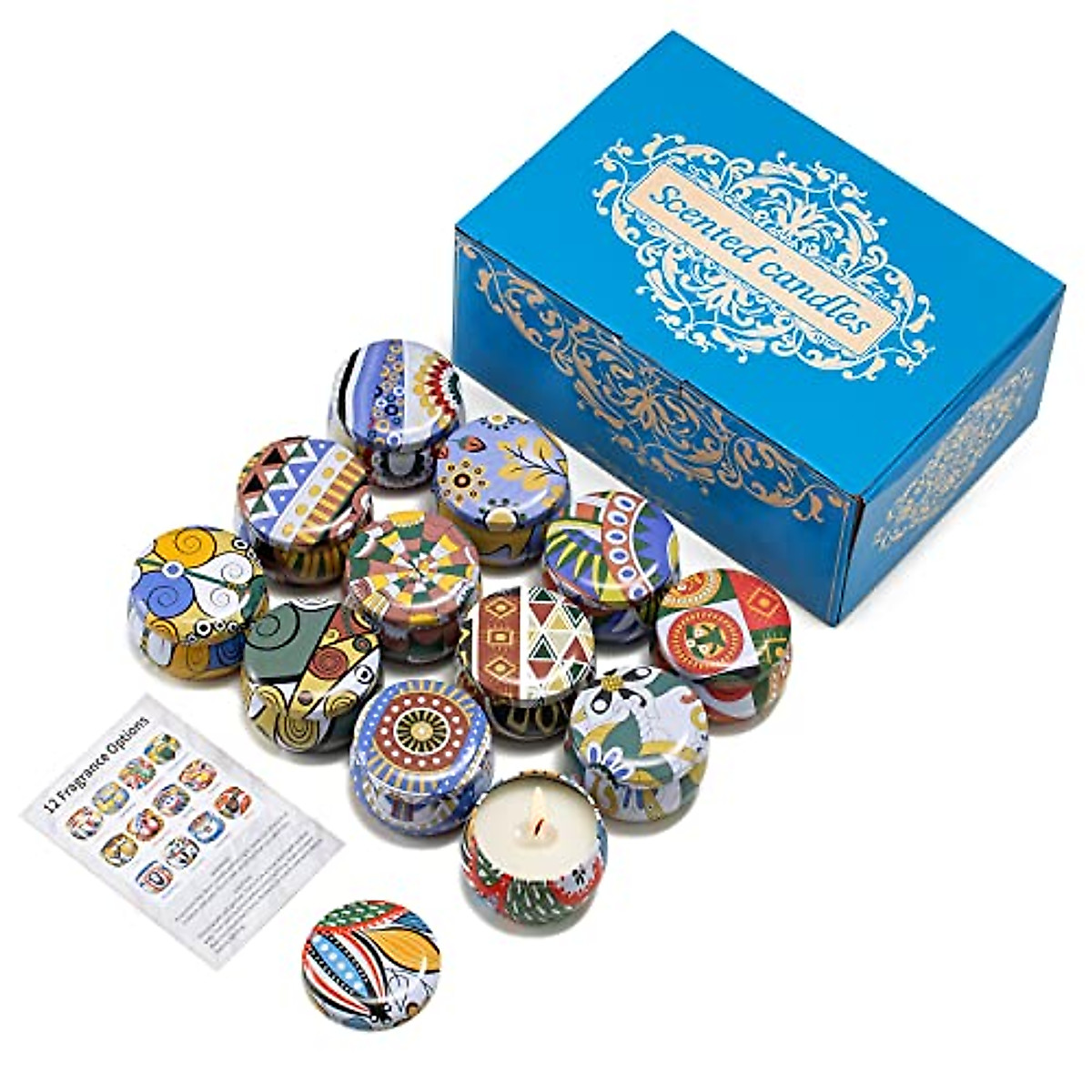 Set of 12 4.4OZ Scented Candles Bulk, Strong Aromatherapy Soy Candle for Home, Romantic Decorations Gifts for Women on Christmas, Holiday, Birthday or Anniversary