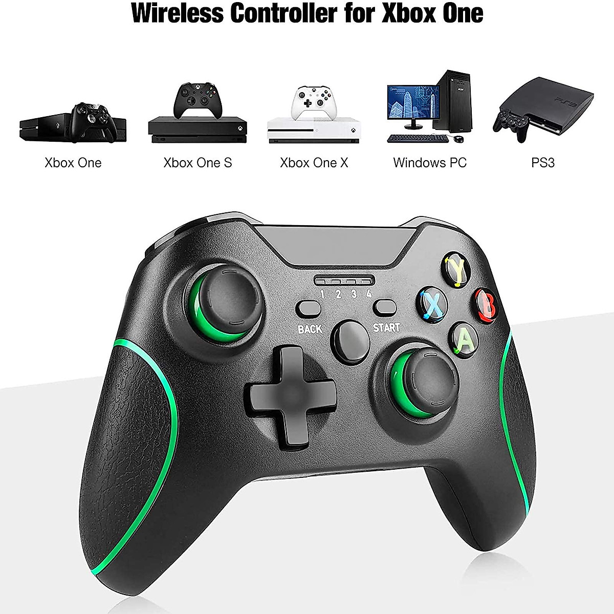 Wireless Controller for Xbox One,2.4GHZ Gamepad Controller Compatible with Xbox One/One S/One X/One Series X/S/Elite/PC Windows 7/8/10,with Built-in Dual Vibration