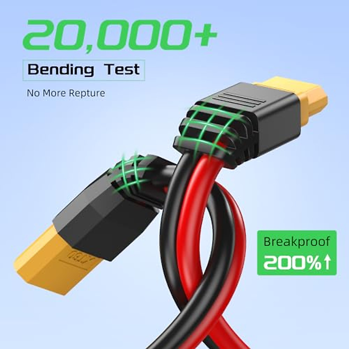 Bateria Power XT60 Extension Cable 10FT, XT60 Female to Male Connector Adapter, 12AWG Solar XT60 Extension Wire for Solar Panel RV to Portable Power Station Solar Generator RC Battery