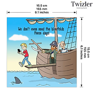 Twizler Funny Card Pirates - Blank Card – Funny Card Birthday – Humorous Birthday Cards – Funny Teenager Card - Funny Birthday Card Women – Funny Birthday Card Men – Mothers Day Card –Fathers Day Card