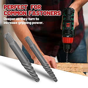 UYECOVE 7 Pieces 35# Cr-Mo Spiral Screw Extractor Set, Stripped Screw Extractor Set for Removing Stripped Screws and Broken Bolts, Easy Out Bolt Extractor Set Broken Screw Extractor Kit