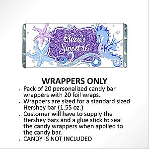 Starfish Personalized Candy Wrappers for Chocolate, Under the Sea Party Favors, Pack of 20, Custom Hershey Bar Labels