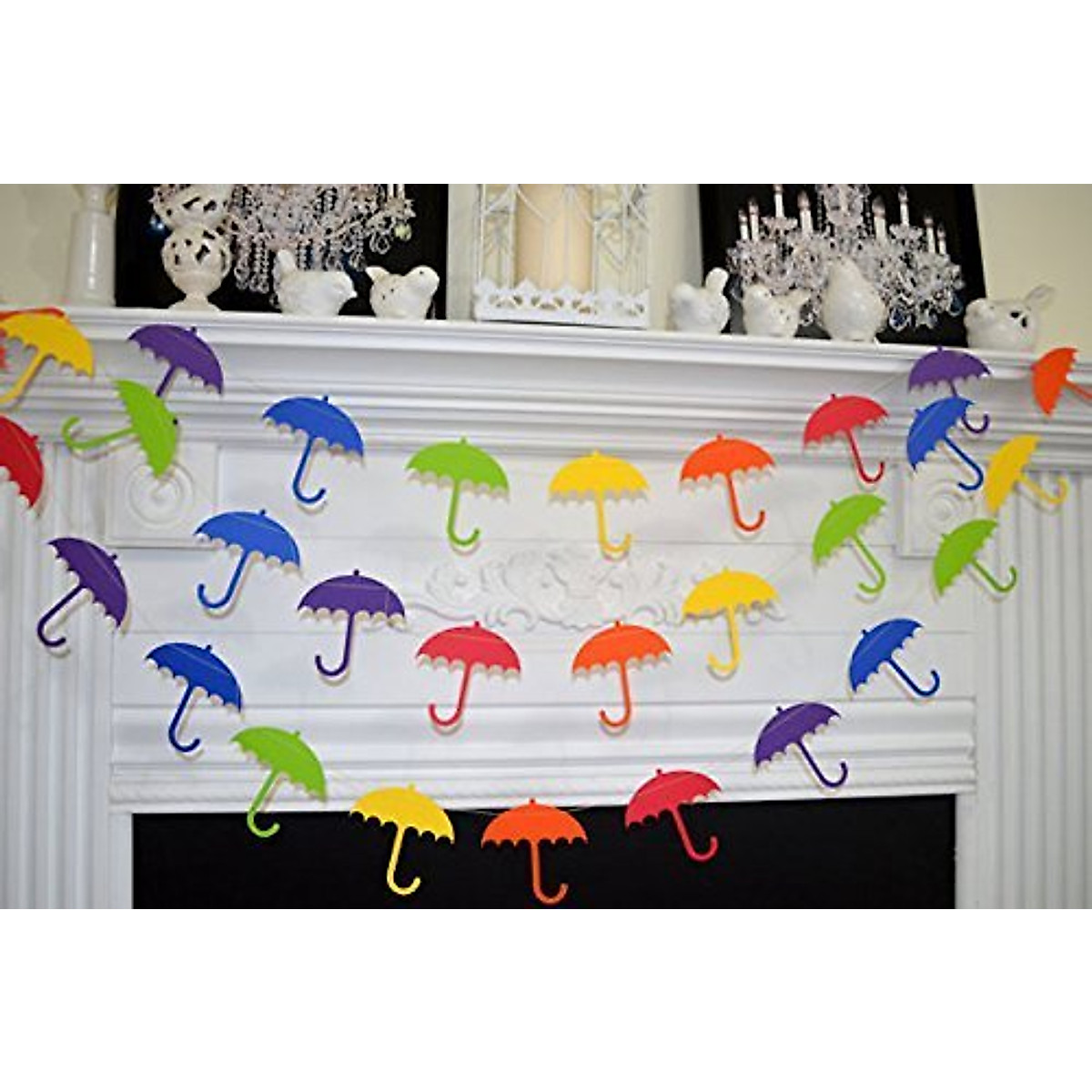 Umbrella Garland, shower decorations, baby shower bridal shower, pink grey white umbrellas, Rain Showers Umbrella, baby sprinkle