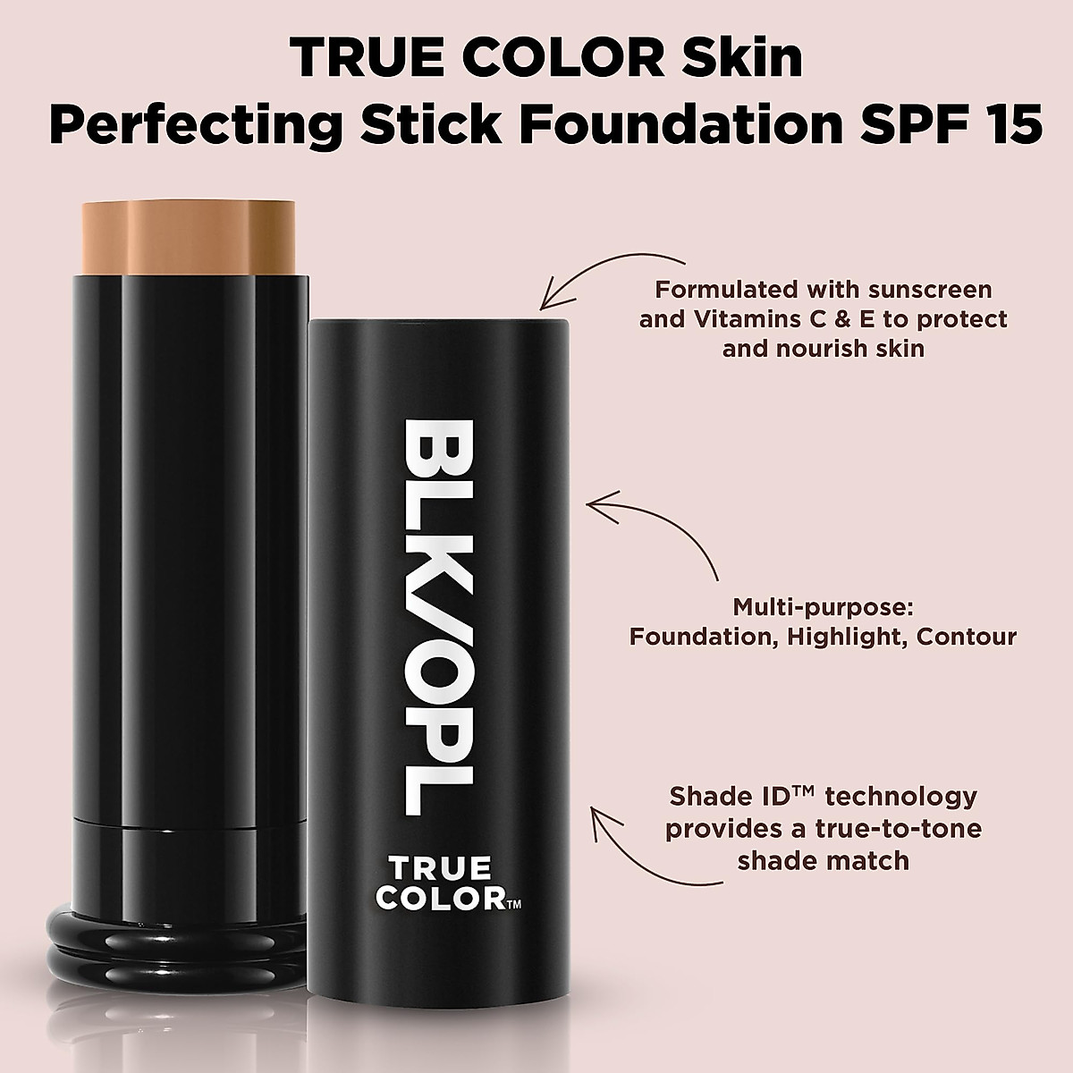 BLK/OPL Skin Perfecting Foundation Stick, SPF 15 Buildable & Blendable Face Foundation Makeup with Matte Finish - Full Coverage, Color Correcting & Sculpting - Hypoallergenic (Suede Mocha)