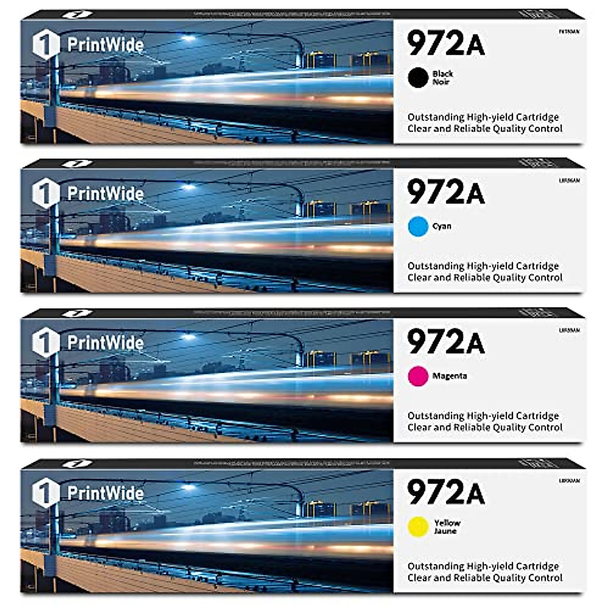 972A Ink 4-Color Set (Black/Cyan/Magenta/Yellow): Replacement for HP 972A Ink Cartridges Works with PageWide Pro 452 Series, 477 Series, 552dw, 577 Series (BND00335)