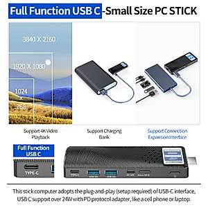 HIGOLEPC Mini PC Windows 11 Pro Celeron J4125 8GB/128GB,Micro Computer Stick PC USB PD3.0 and HDMI 4K Gigabit Ethernet,WiFi 6.0,BT 5.2, Mini Computer on Business Office Media Home